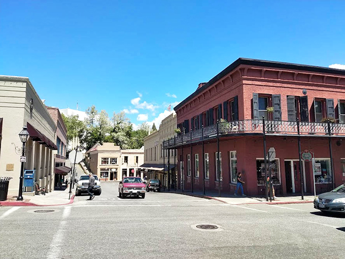 Colorful buildings frame a perfect small-town intersection. Nevada City masters the art of being quaint without becoming precious or pretentious.