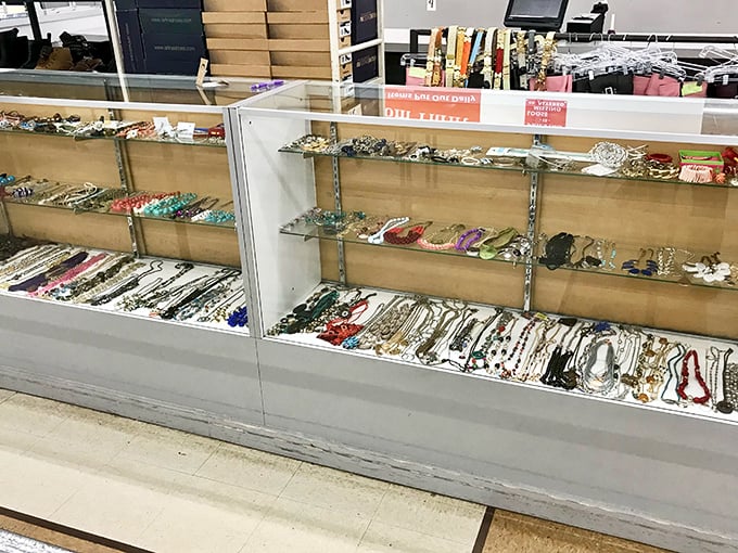 Treasure hunters strike gold at the jewelry counter. Yesterday's accessories become tomorrow's statement pieces in this glittering display of affordable bling.