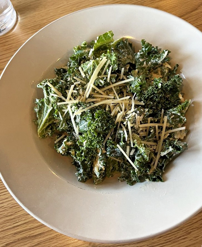 Even the kale salad gets the Florida treatment. Crisp greens, generous cheese, and a dressing that makes you forget you're eating something healthy.