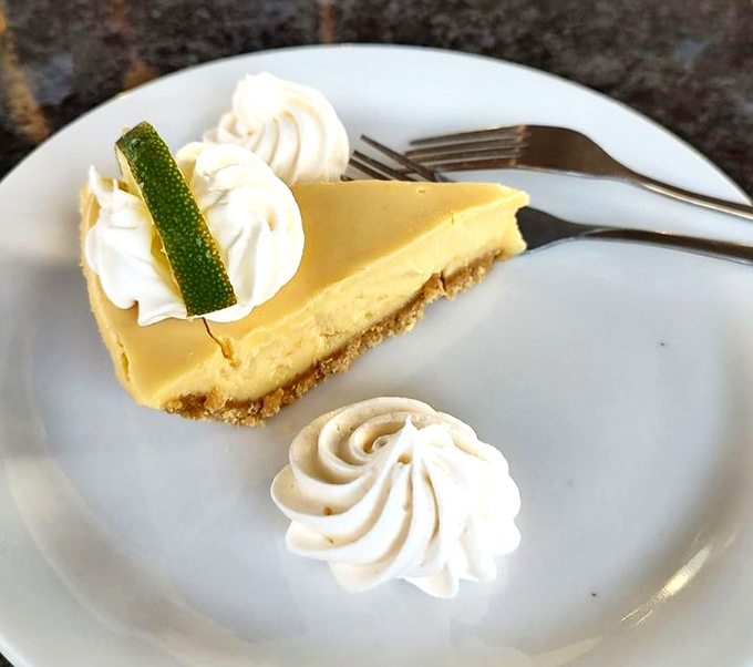 Key lime pie that strikes that perfect balance between tart and sweet &ndash; the culinary equivalent of a perfect Florida sunset, complete with whipped cream clouds.