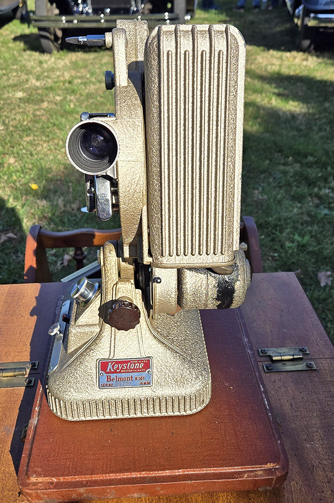 This golden Keystone Belmont projector once brought celluloid dreams to life&mdash;now a beautiful relic of cinema's mechanical age.
