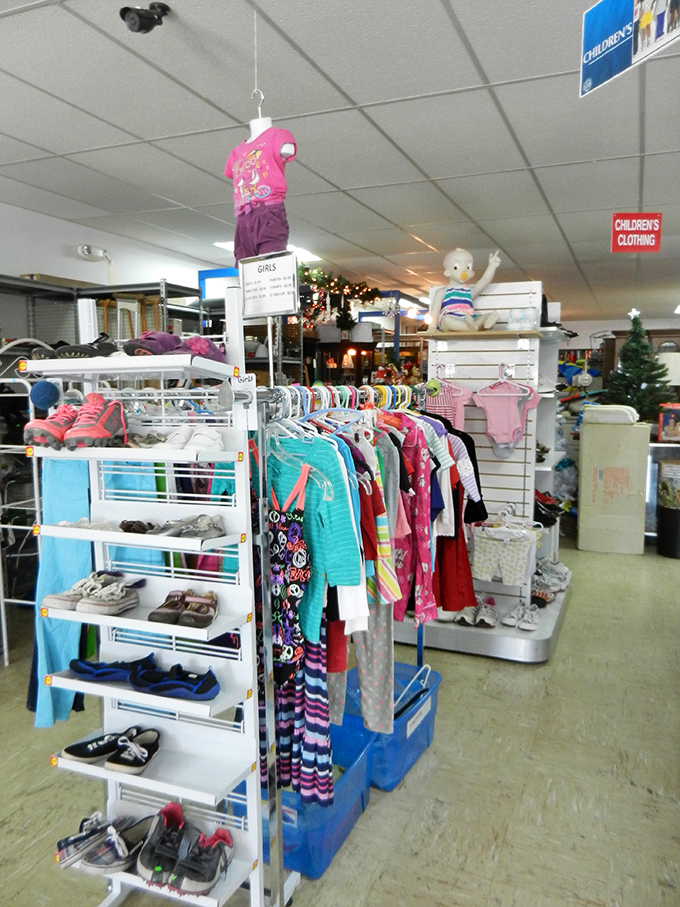 The children's section: where smart parents know kids outgrow clothes faster than ice cream melts in July. Why pay full price for two weeks of wear?