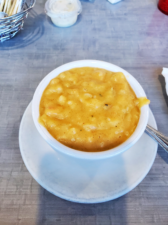 Mac and cheese that doesn't whisper, it announces itself &ndash; a bubbling cauldron of creamy, cheesy comfort that's worth every calorie.