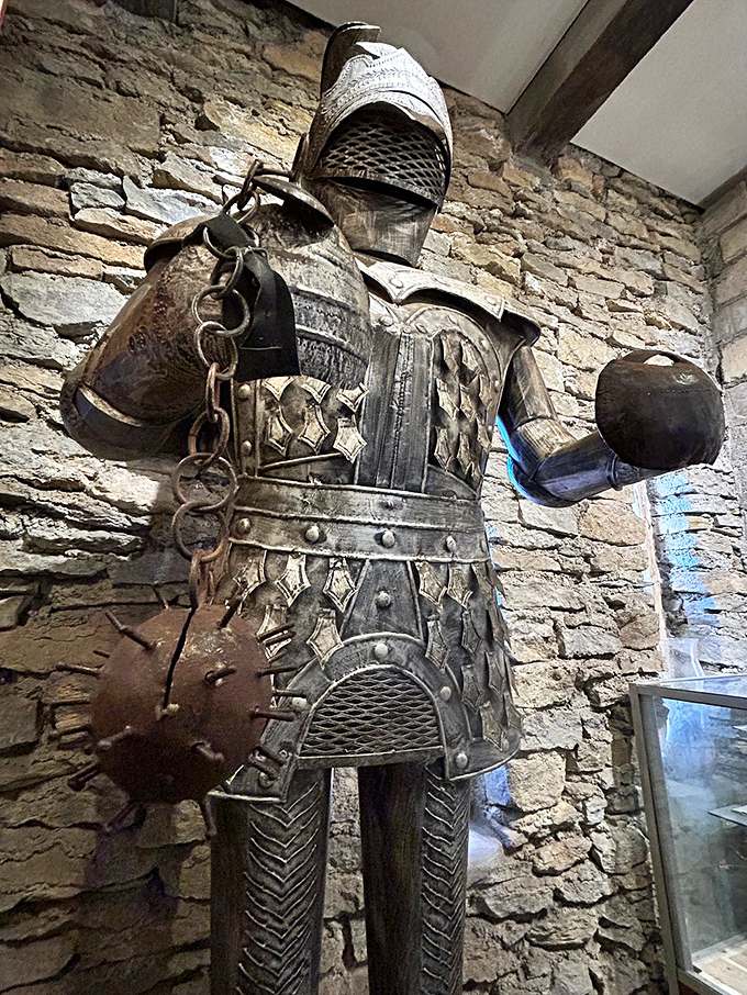 Medieval weaponry and armor creating the ultimate "honey, I'm home" entrance display collection.