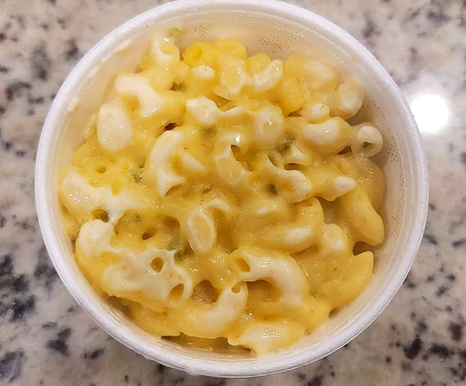 Mac and cheese that understands its supporting role in the barbecue ensemble&mdash;creamy enough to complement the smoke without stealing the show.