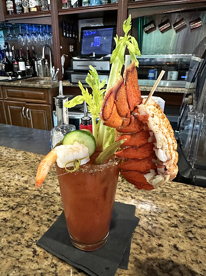 The Bloody Mary that ate all the other Bloody Marys&mdash;a meal in a glass topped with what appears to be half the ocean.