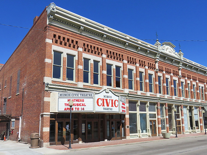 The Muncie Civic Theatre's marquee lights up downtown like a beacon for culture seekers. Broadway-caliber shows without Manhattan-level ticket prices!