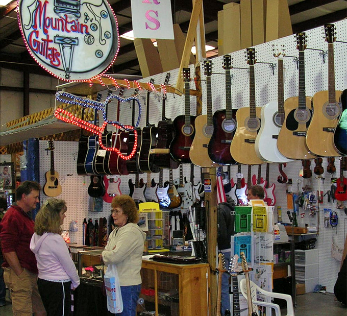 Mountain Guitars' display would make Nashville proud. These six-stringed beauties are just waiting for someone to strum their first chord or thousandth ballad.