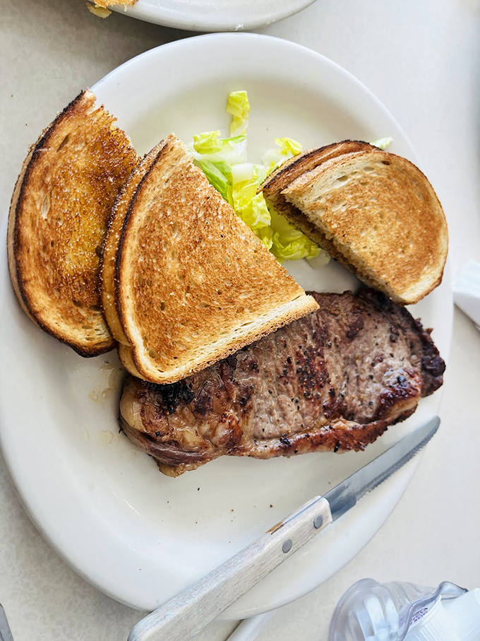 This New York Strip doesn't need fancy presentation&mdash;just perfectly grilled beef, golden toast, and zero pretension.