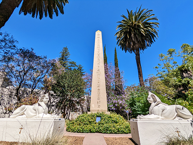 An authentic obelisk stands guard, flanked by sphinxes that have been keeping watch since before Instagram was invented. #NoFilter needed here.