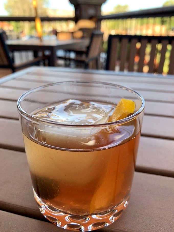 An old fashioned that whispers sweet bourbon nothings while the Sedona sunset provides the perfect amber backdrop.
