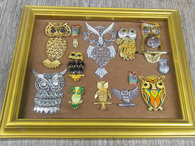 Who gives a hoot about new jewelry? This parliament of owl brooches proves vintage accessories make modern outfits soar above the ordinary.
