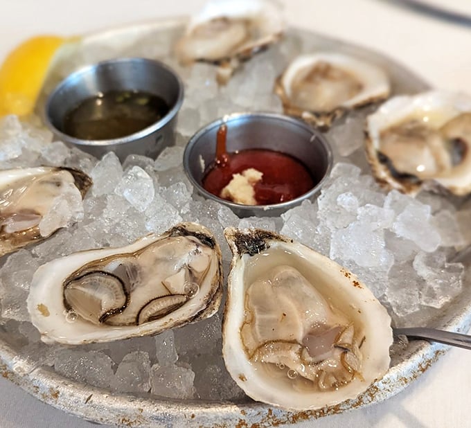Oysters on the half shell – ocean jewels nestled in ice, waiting for just a squeeze of lemon to reveal their briny brilliance.