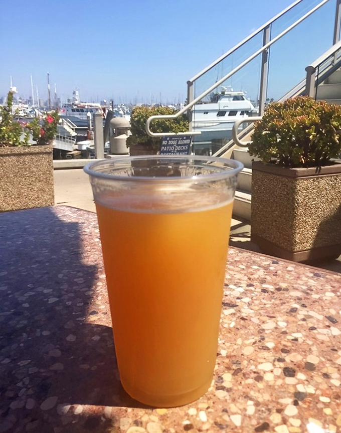 A cold craft beer with a million-dollar view. Nothing complements fresh seafood like a local brew and boats bobbing in the background.