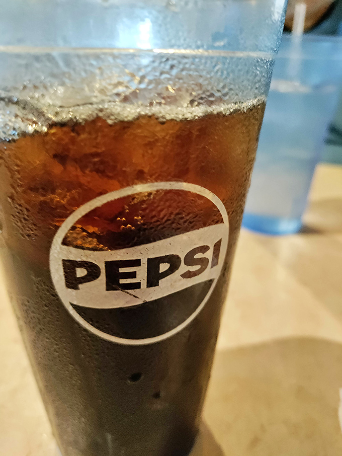 Even the Pepsi feels nostalgic here, served in a glass that's seen decades of Florida stories. Ice cold and perfectly fizzy.
