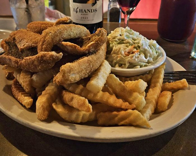 Golden-fried perfection with a side of nostalgia. This plate screams "Midwest comfort" louder than a Browns fan on game day.