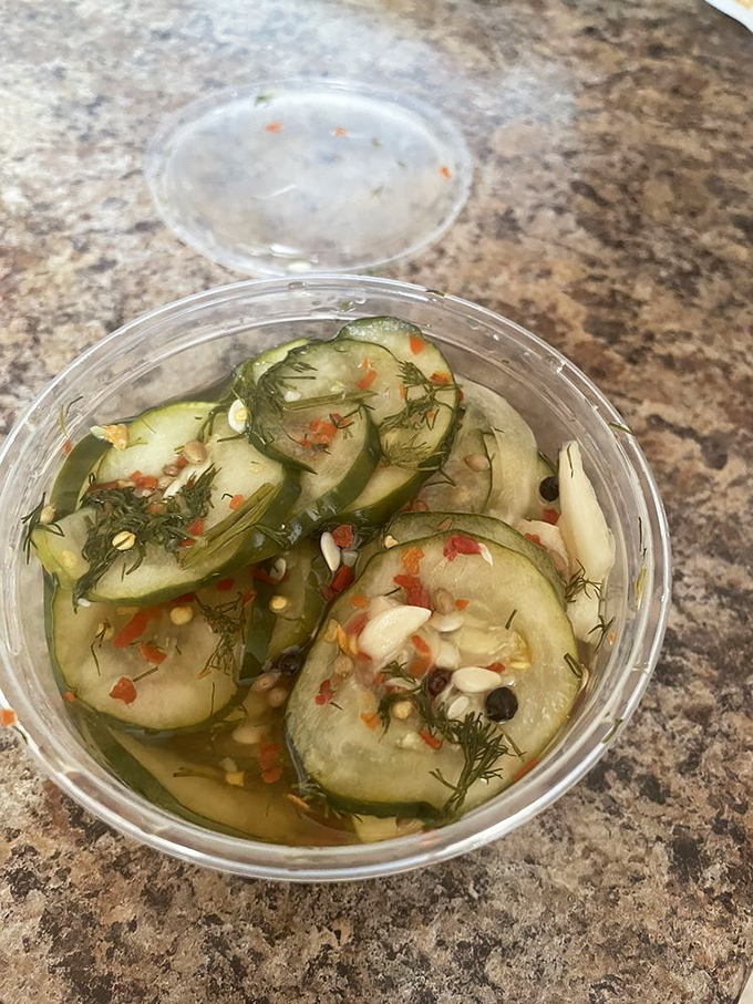 These aren't your grandmother's pickles (unless she was secretly awesome). Dill, herbs, and pepper flakes transform cucumbers into tangy flavor bombs.