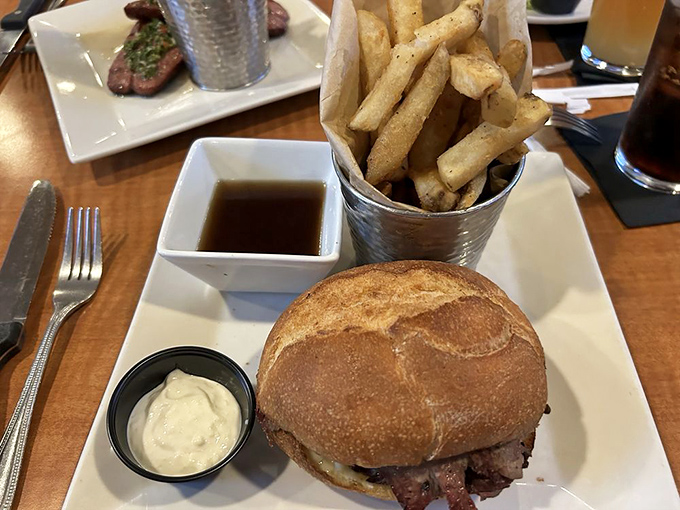 The Pit Beef Melt &ndash; where sandwich engineering meets comfort food science in a handheld masterpiece of savory satisfaction.