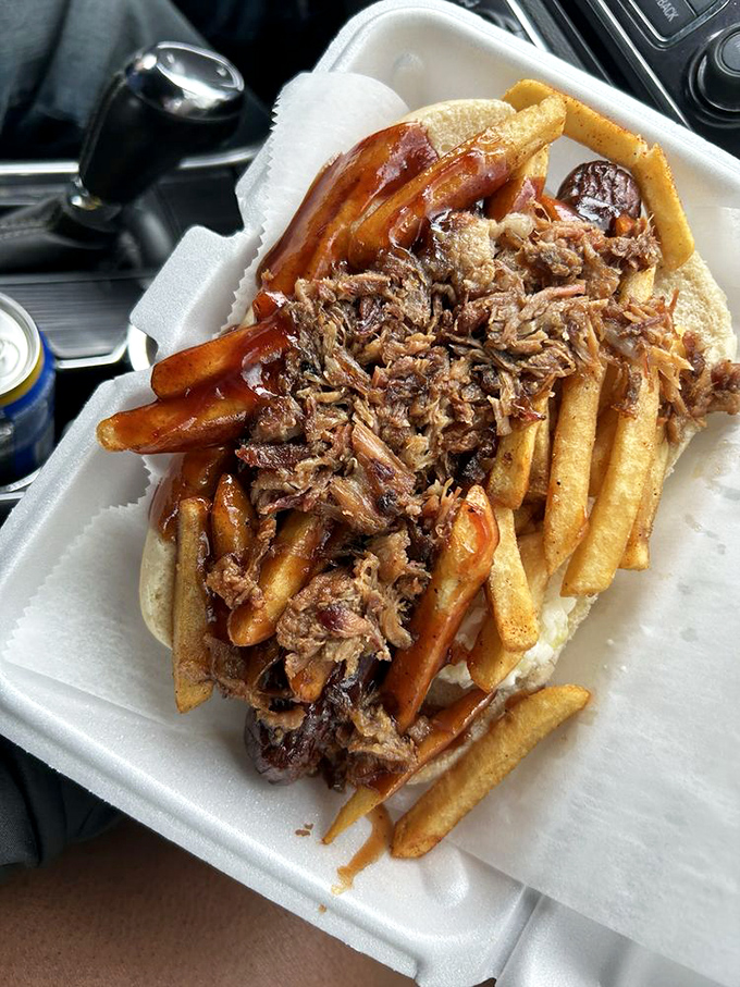 The Dirty Fries aren't just a side &ndash; they're a main event. Crispy fries crowned with pulled pork create the throne of comfort food royalty.