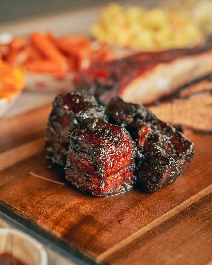 Burnt ends &ndash; those melt-in-your-mouth pork belly cubes where smoke, spice, and time create something greater than the sum of their parts. Barbecue alchemy at its finest.