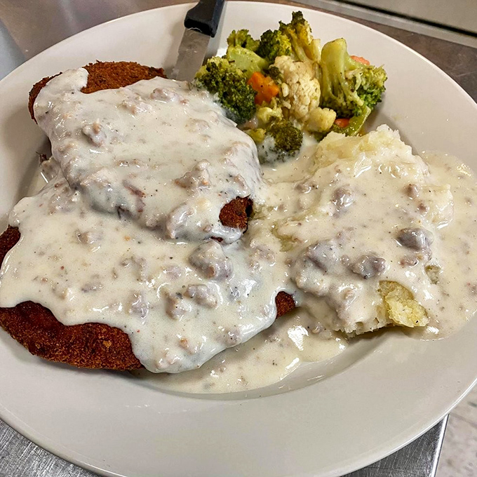 Country-fried goodness smothered in gravy that could make even the most sophisticated food critic temporarily forget about their cholesterol numbers.