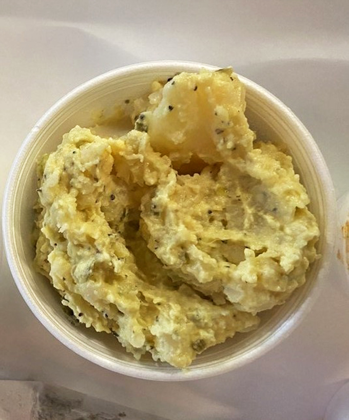 Potato salad that knows its role &ndash; the perfect supporting actor to the meaty stars of the show, with just enough personality to stand out.