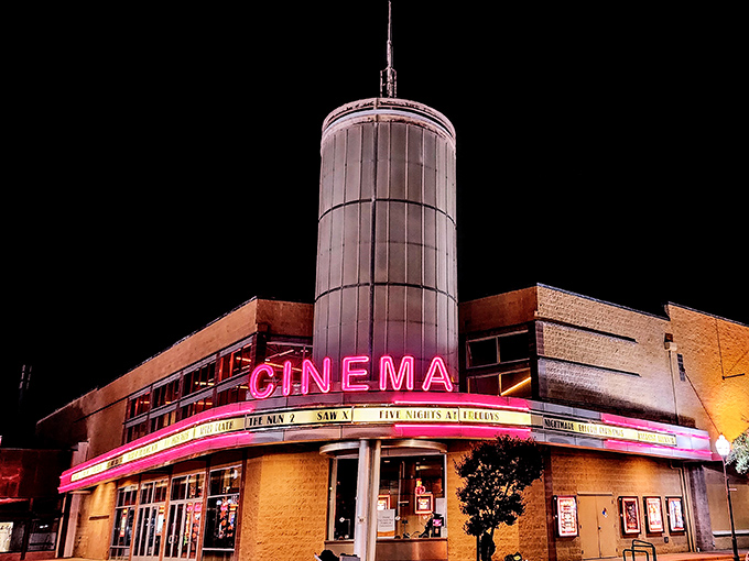 Movie nights don't require a second mortgage in Merced. This cinema's neon glow promises entertainment without emptying the retirement fund.