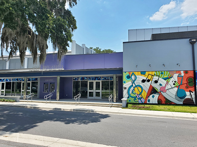 The Reilly Arts Center's vibrant mural hints at the cultural richness waiting inside, proving Ocala offers more than just outdoor adventures.