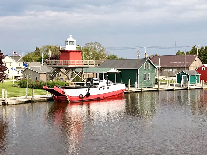 The Rogers Street Fishing Village preserves maritime history with its cheerful red lighthouse and vintage fishing boat&mdash;nautical nostalgia at its finest.