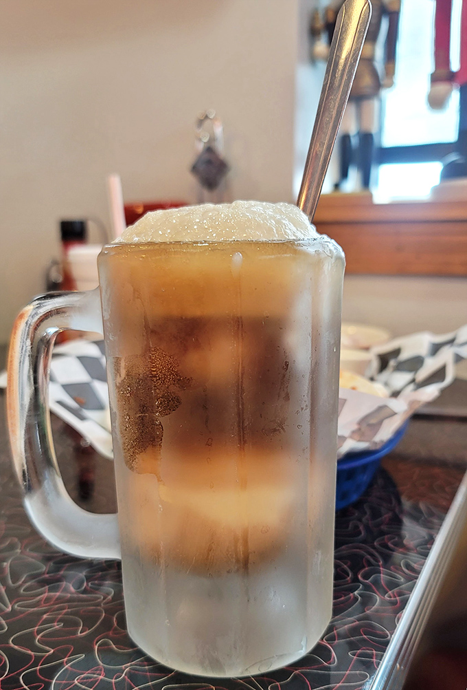 A frosty root beer float in a mug so cold it sweats &ndash; summer in a glass, regardless of what season it actually is outside.