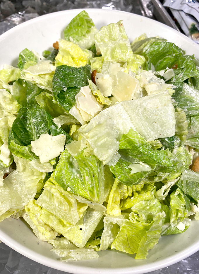 A Caesar salad so fresh and crisp it almost makes you forget you came for the General Tso's chicken. Almost.