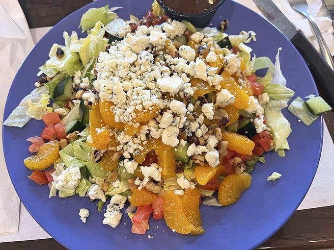 A salad that proves healthy eating doesn't have to be punishment. Those bright citrus segments and feta crumbles are doing a happy dance together.