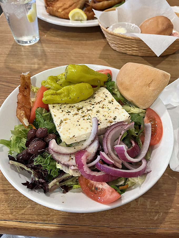 A Greek salad that doesn't skimp on the feta &ndash; this isn't some sad side dish, it's a Mediterranean vacation on a plate.