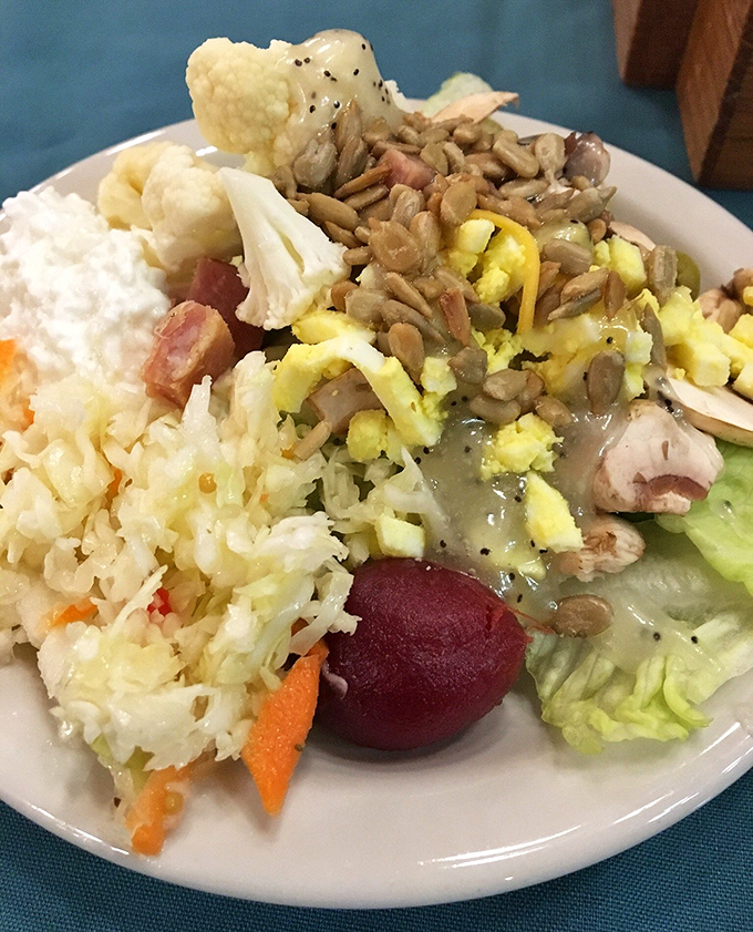 A salad bar creation that makes you feel virtuous for approximately three seconds before you head back for that second helping of pie.