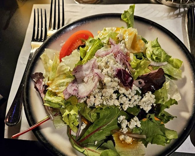 A house salad that proves vegetables can have personality too. Fresh, crisp, and adorned with just enough blue cheese to make each bite interesting.