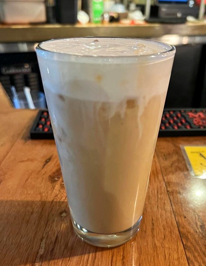 Coffee elevated to art form: a salted caramel cold brew that makes your regular morning cup look like it needs to try harder.