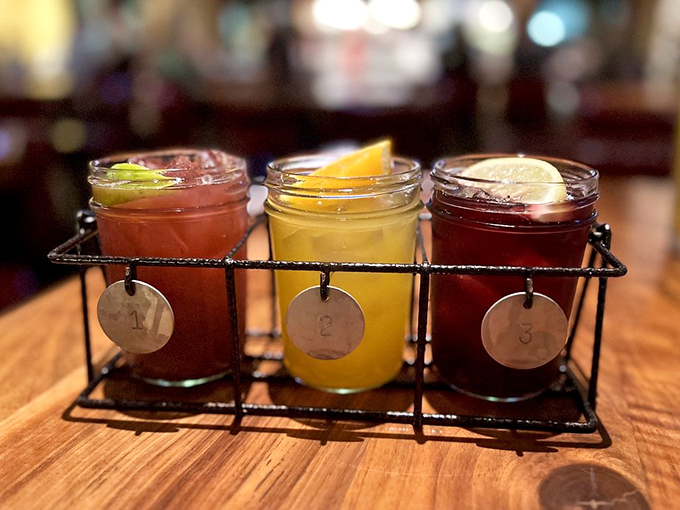 Liquid sunshine in three acts. This sangria flight lets you taste the rainbow without having to choose just one fruity path to happiness.