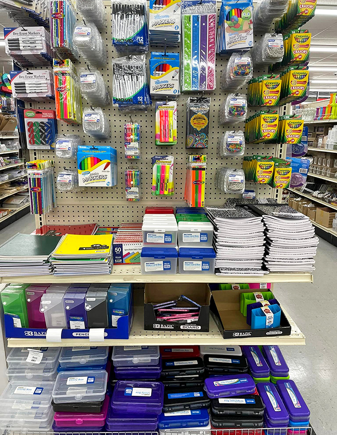 School supply paradise that would make any teacher or parent rejoice. The organized chaos of colorful learning tools is like educational Christmas morning.