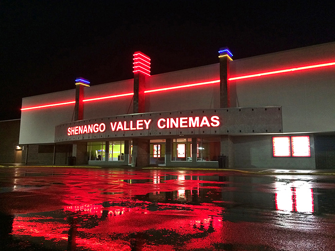 The Shenango Valley Cinemas' neon glow transforms rainy evenings into opportunities for cinematic escape, without big-city ticket prices or pretension.