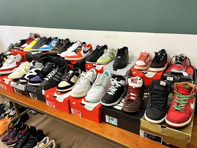 Sneakerhead nirvana where Nike treasures line up like soldiers, each pair silently whispering, "You definitely need another pair of shoes."