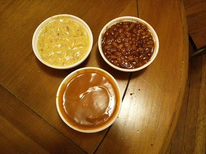 The holy trinity of BBQ sides: mac and cheese, baked beans, and collard greens. Separately, they're delicious. Together, they're the Avengers of comfort food.