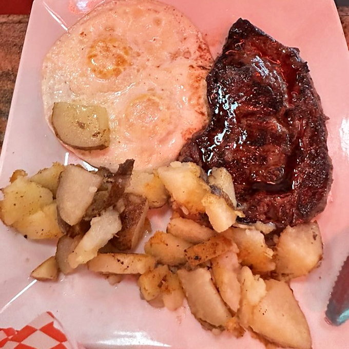 Steak and eggs &ndash; the breakfast of champions or the dinner of rebels. Either way, it's a plate of pure American satisfaction.