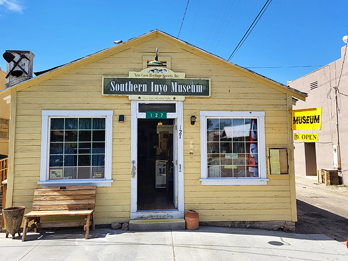 History preserved in sunshine yellow. The Southern Inyo Museum packs more stories per square foot than buildings twice its size.