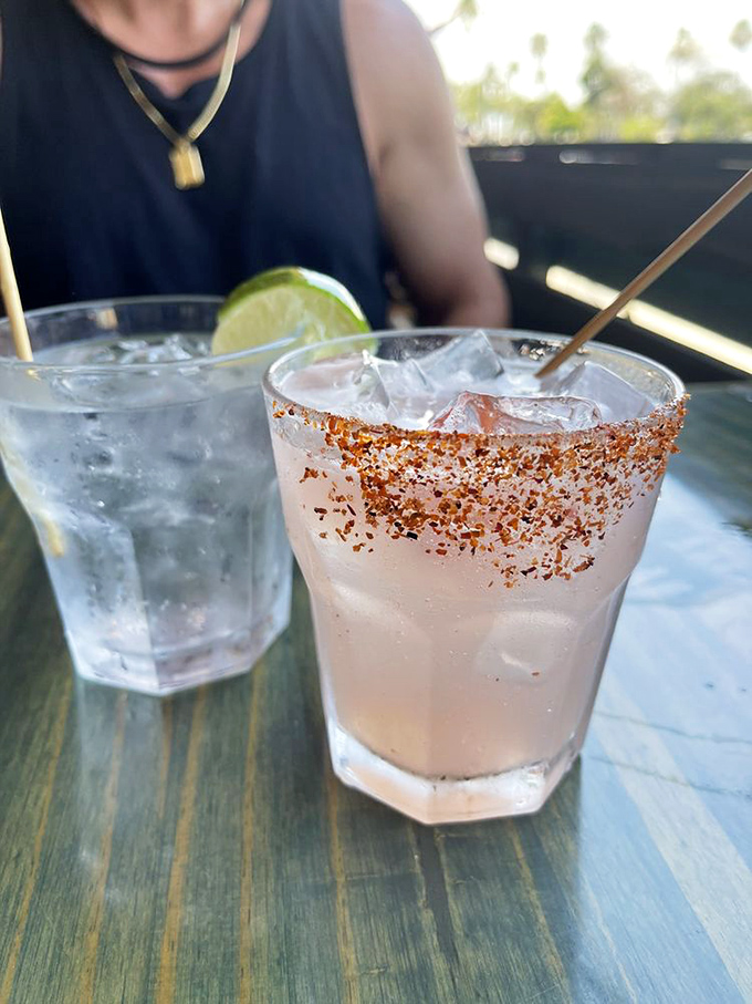 This spicy margarita brings the heat with a salt rim that's practically begging for another sip.