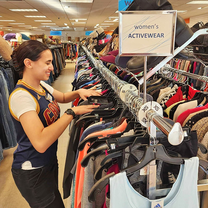 Thoughtfully organized clothing racks make finding your size a breeze, with helpful staff ensuring your thrifting adventure stays on track.
