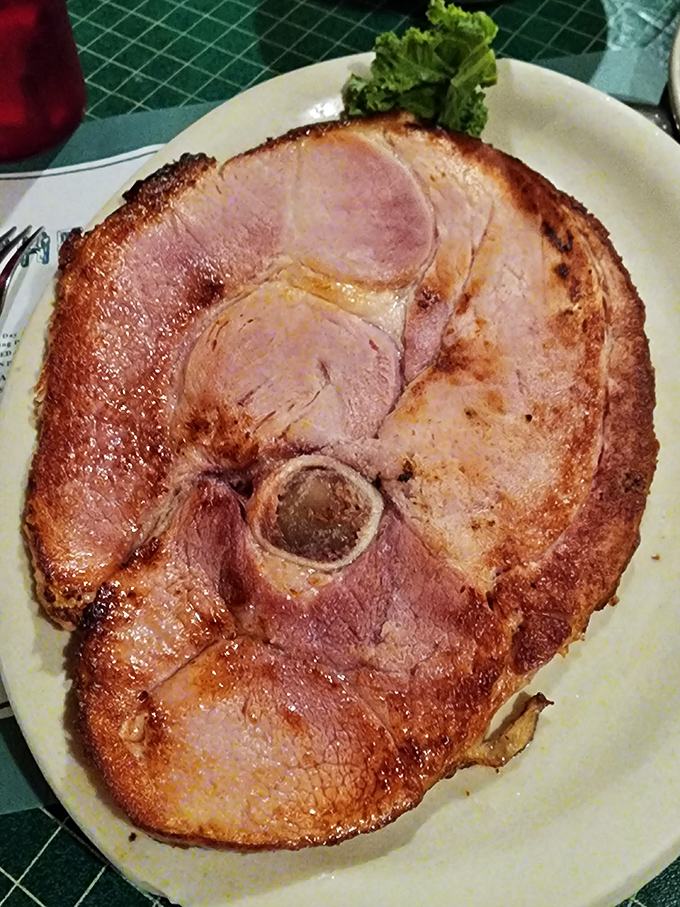 A ham steak that could make a vegetarian temporarily reconsider their life choices. Simple food done right is always in style.