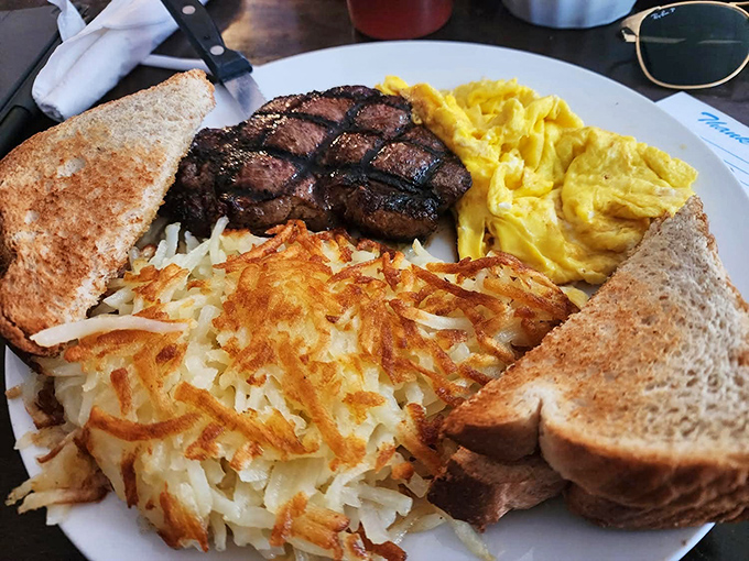 Steak and eggs&mdash;the breakfast of champions, or anyone who wants to feel like one. Those hashbrowns deserve their own fan club.