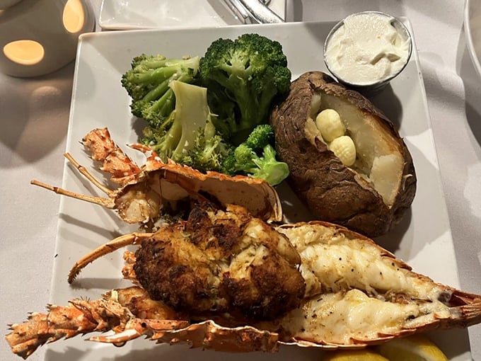 The lobster doesn't just share the restaurant's name&mdash;it earns top billing with this split and stuffed presentation that makes you wonder why you'd ever order anything else.