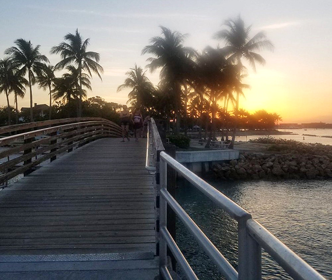 Sunset strolls on the boardwalk—nature's way of saying, "See what you'd be missing if you stayed home watching reruns?"