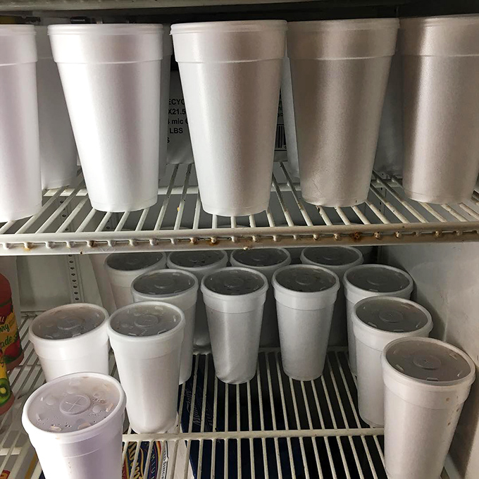 The sweet tea arsenal, locked and loaded. In the South, they'd call this "the medicine cabinet"—in Pennsylvania, it's liquid sunshine waiting to wash down those jumbo shrimp.